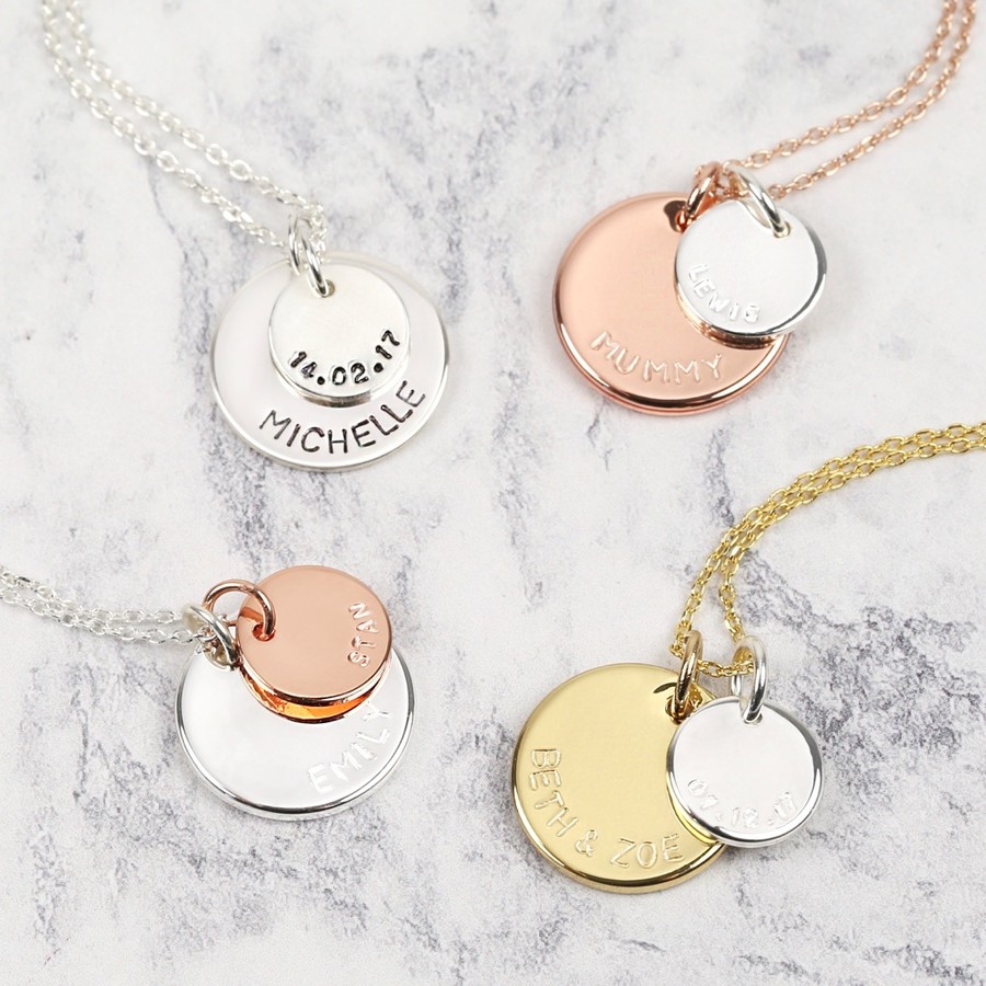 Personalised Double Disc Charm Necklace | Lisa Angel